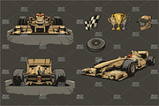 Car sport set symbols and poster f1, an Illustration by MoreVector ...