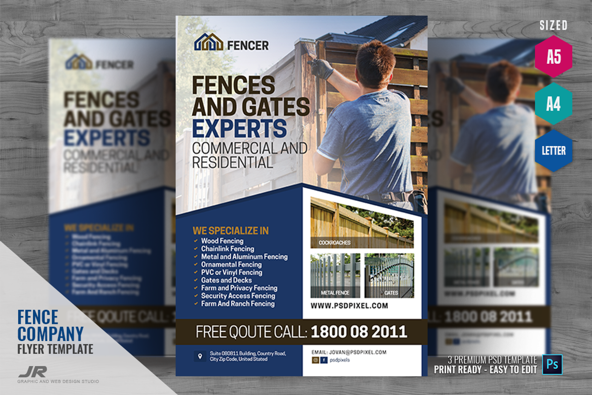 Fencing Company Promotional Flyer, a Flyer Template by PSDPixel