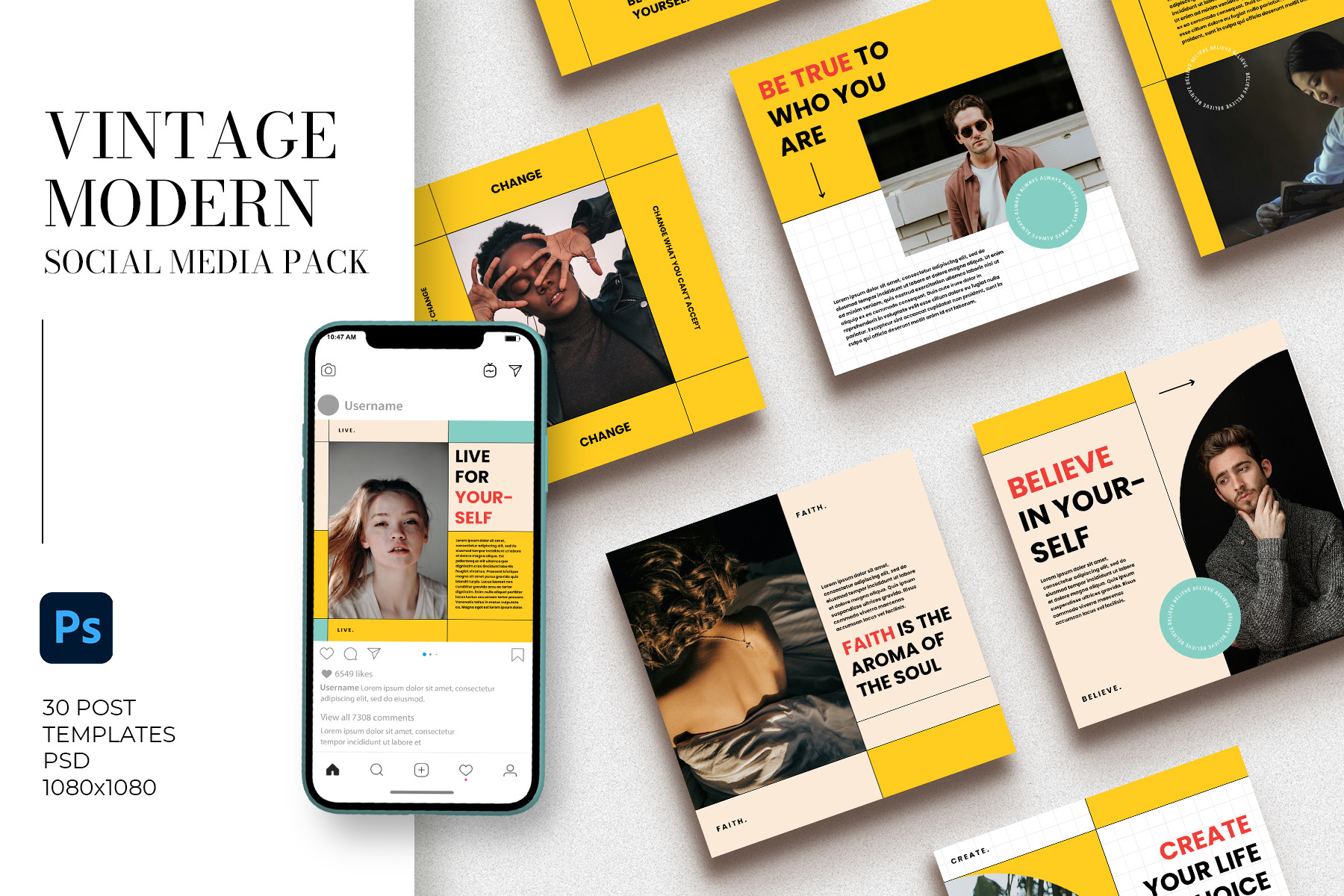 Vintage Modern Social Media Pack, a Social Media Template by Anna ...