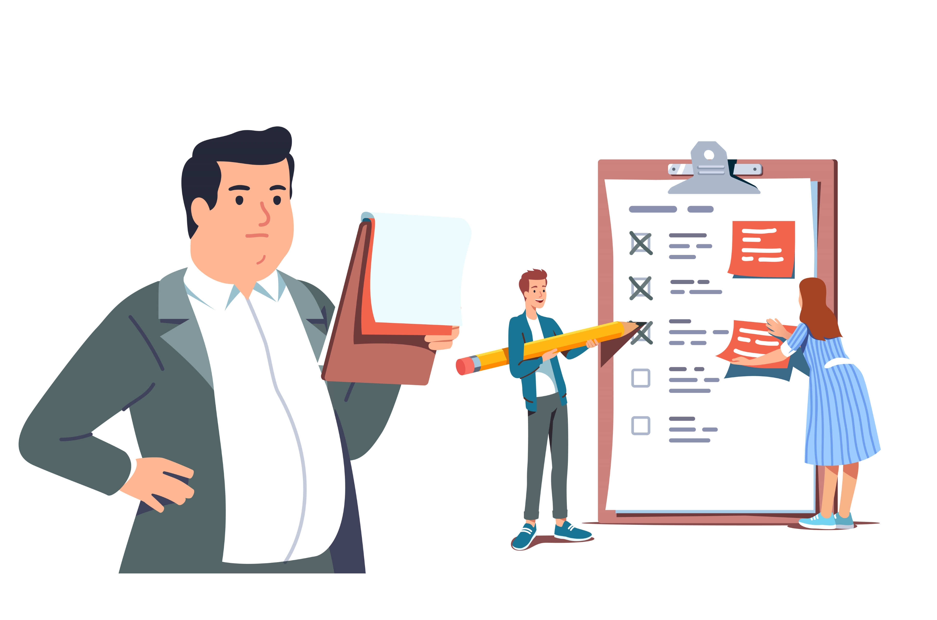 Business people completing checklist, a Person Illustration by ...