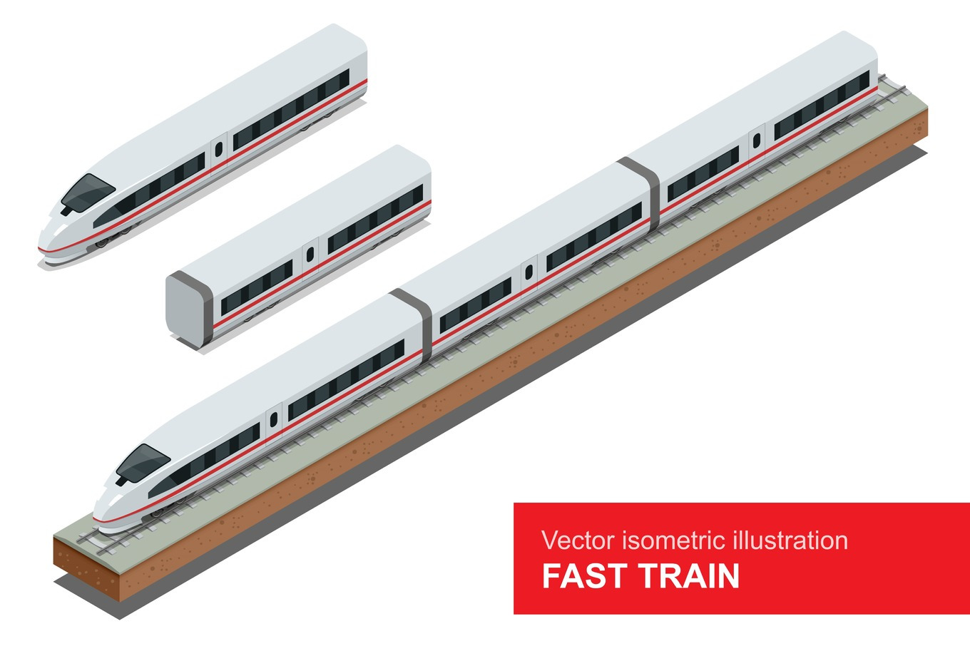 Modern high speed train. Vector isometric illustration of a Fast Train ...