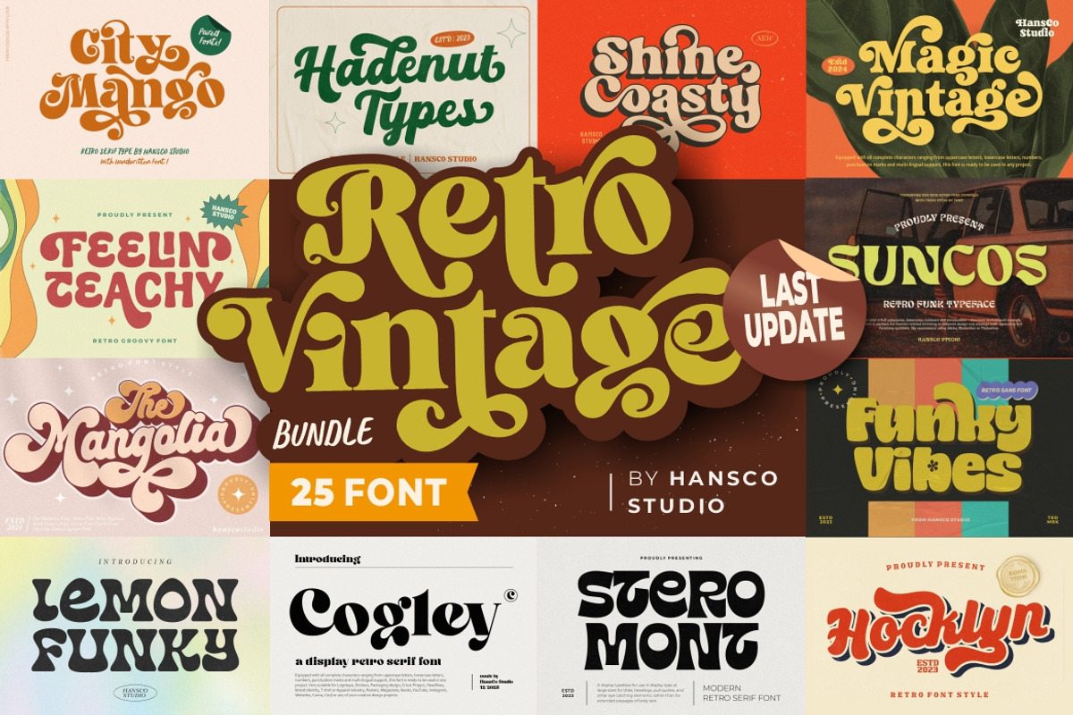 Retro Vintage Font Bundle - SALE!, a Handwritten Font by HansCo Studio