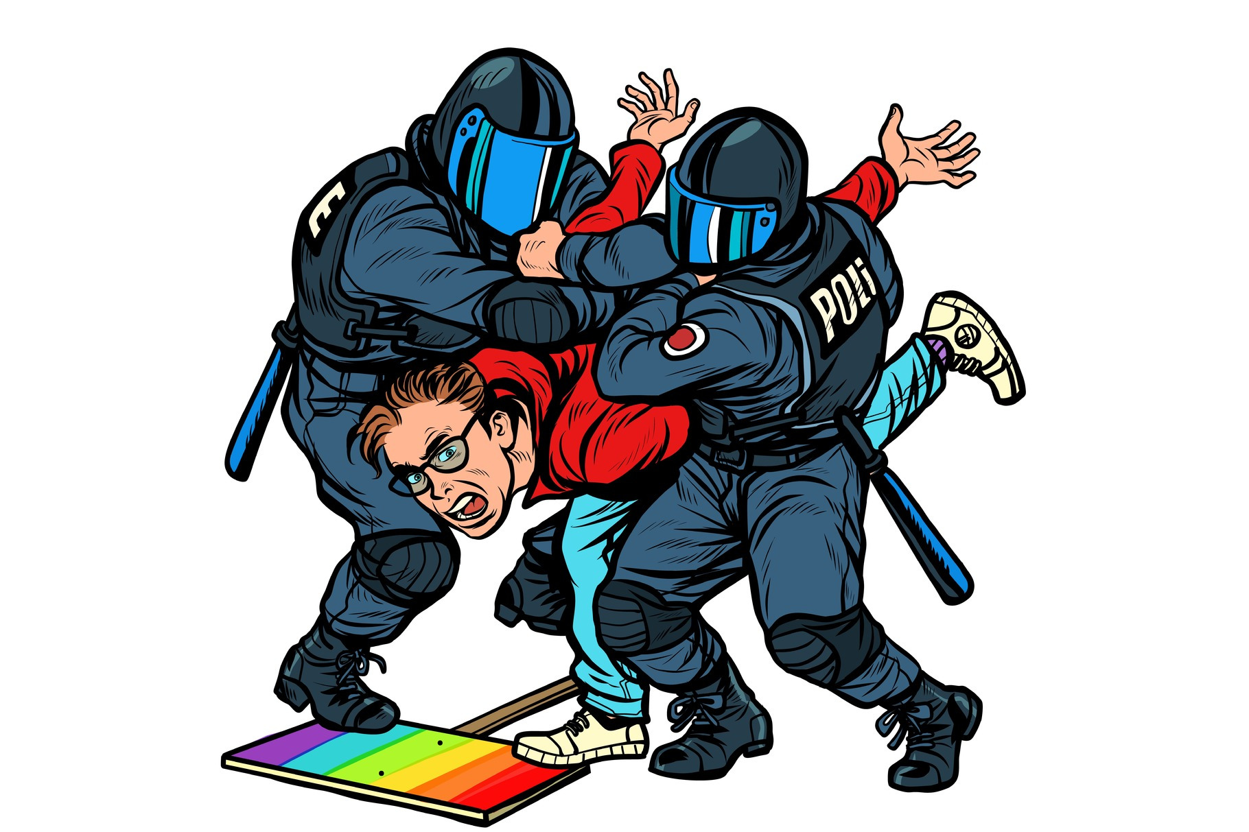 Police arrest activist protest lgbt, a Person Illustration by studiostoks