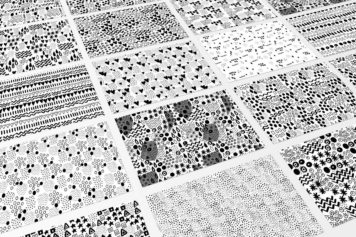 Hand Drawn B&W Pattern Collection, a Pattern Graphic by leffka ...