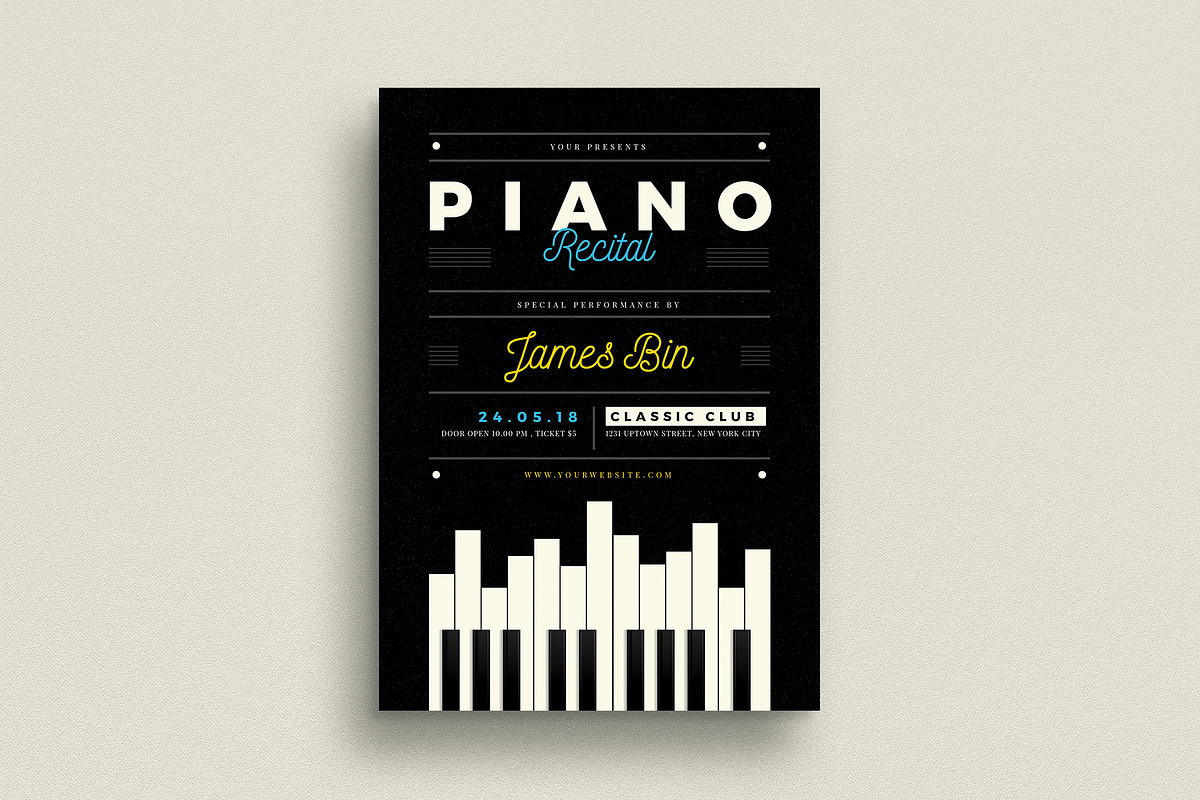 Piano Concert Event Flyer, a Flyer Template by Guuver