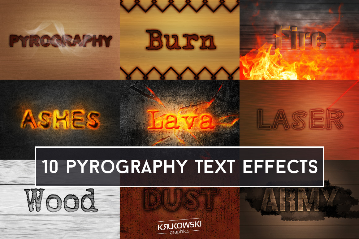 Pyrography Text Effect, a Layer Style Add-On by Krukowski Graphics