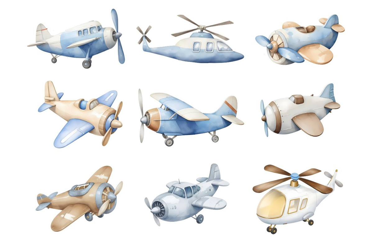Air Transport Watercolor Clipart PNG