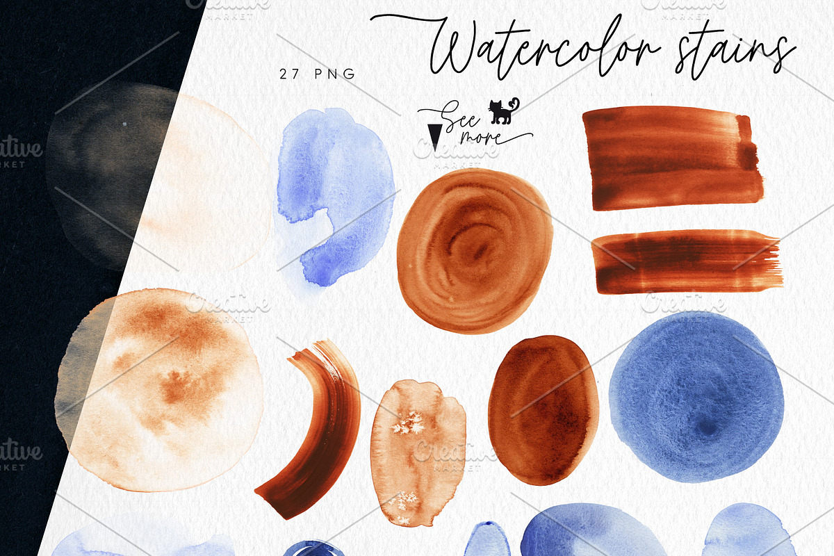 Watercolor & Gold, abstract shapes, a Texture Graphic by ollalya