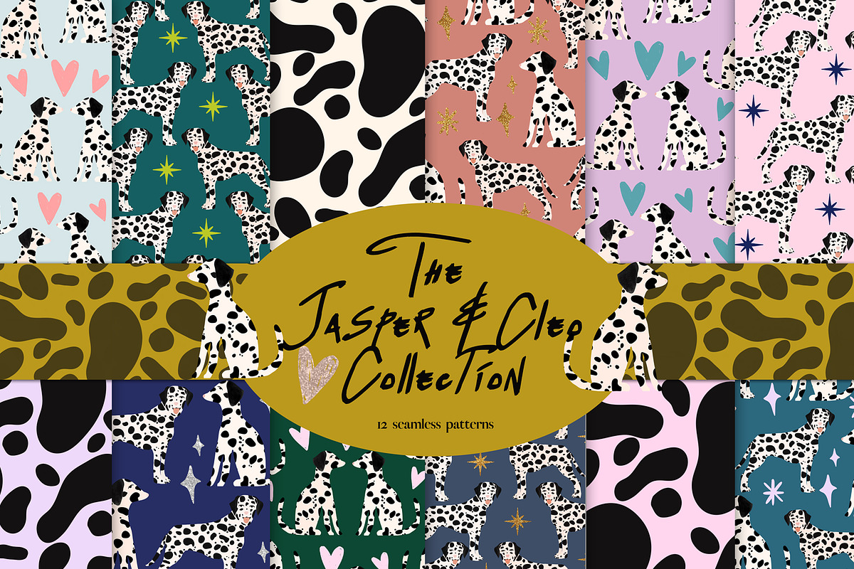 Dalmatian Dog Seamless Patterns, a Pattern Graphic by KJP Designs