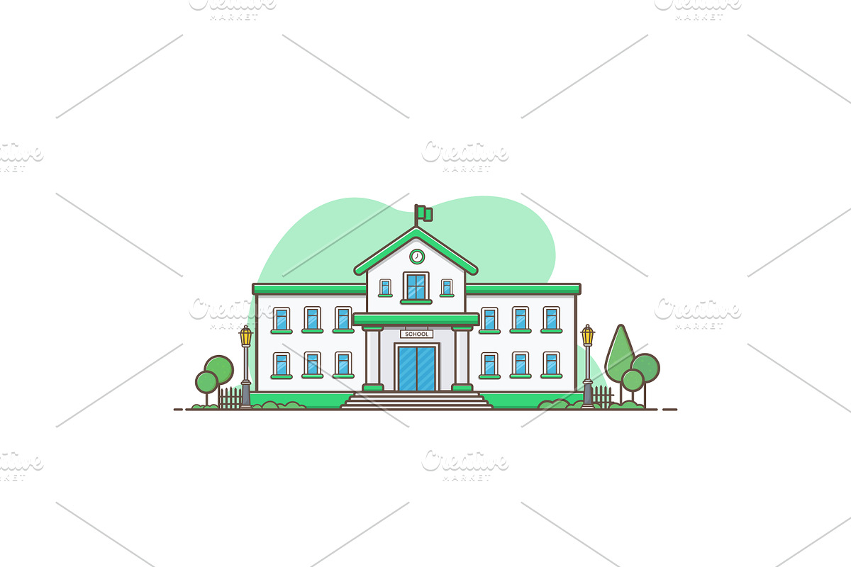 School Building Illustration., an Education Illustration by Graphic Park