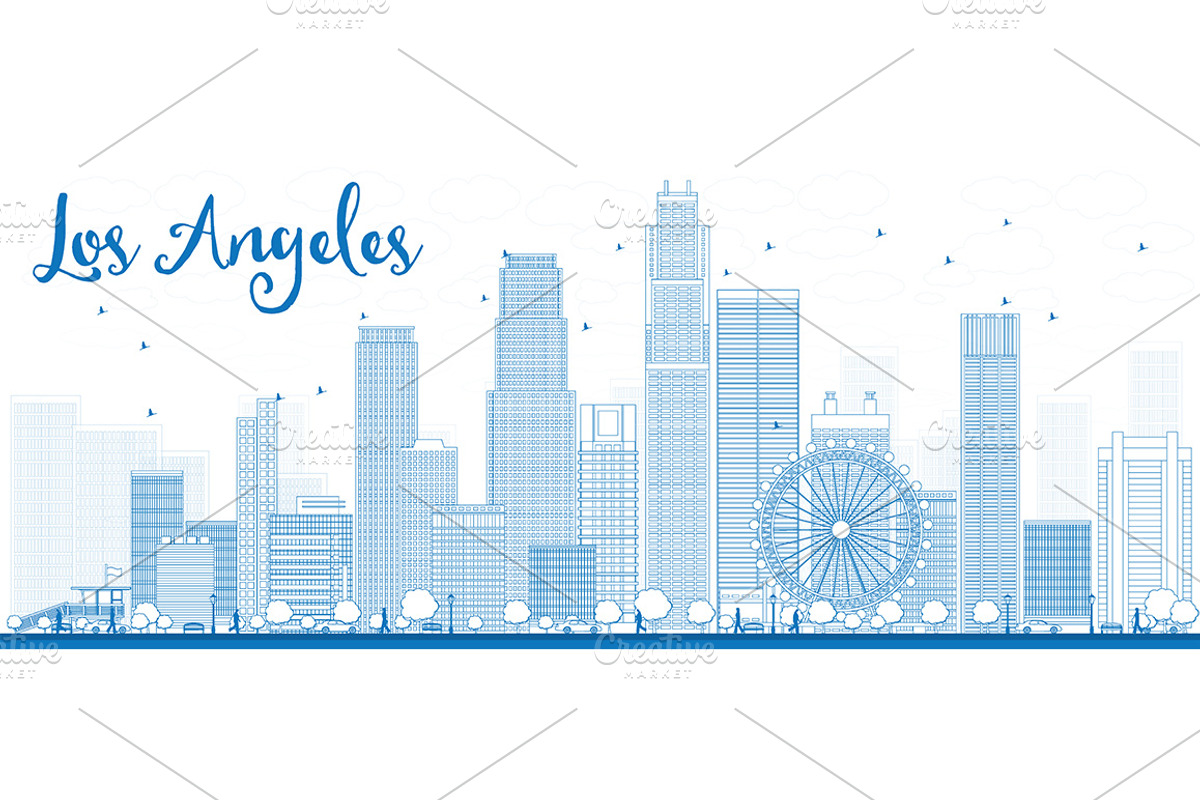 Outline Los Angeles Skyline, an Illustration by Booblgum