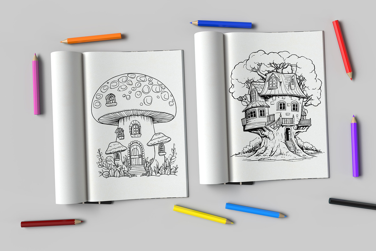 Coloring Page For Kids Forest House, a Decorative Illustration by ...