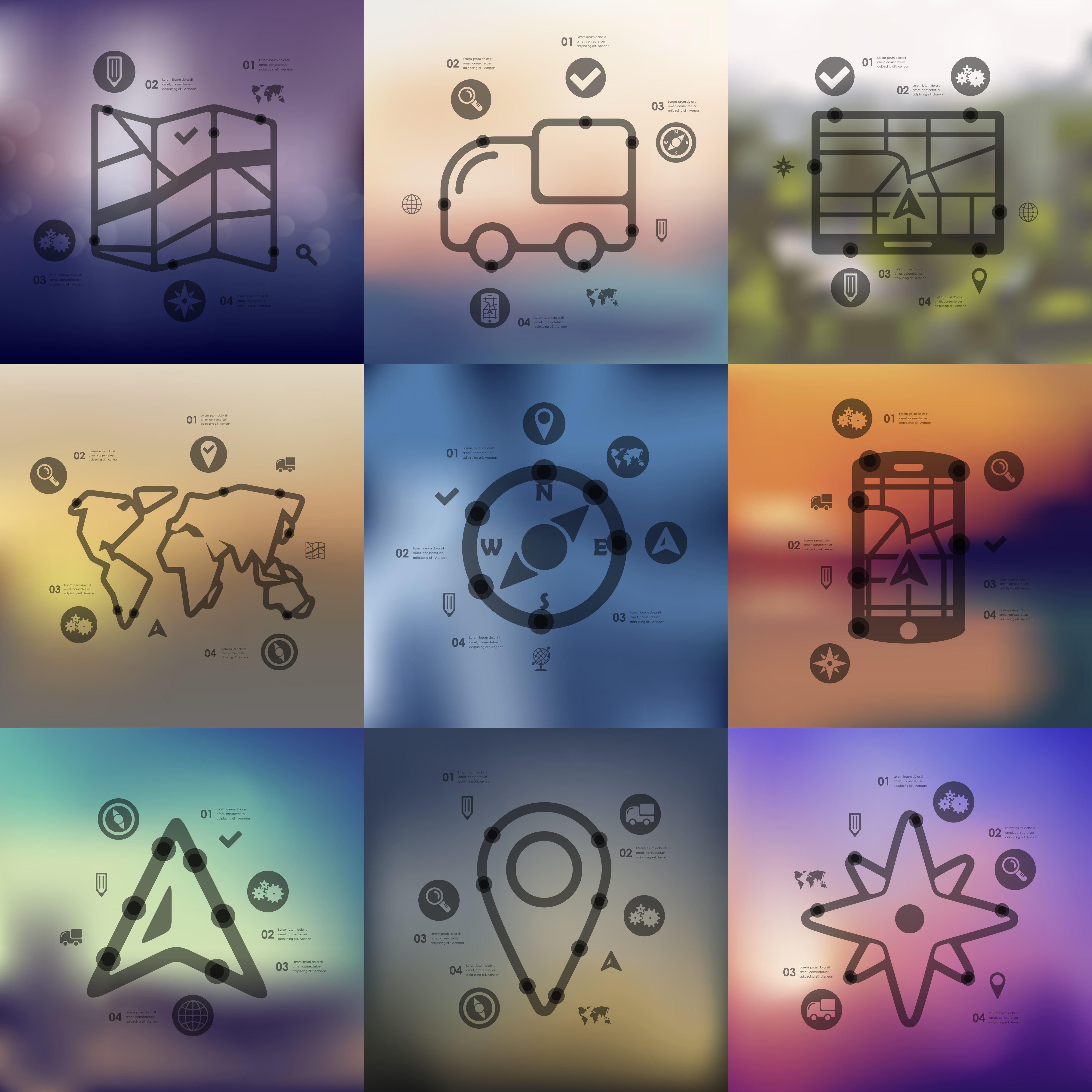 9 Navigation timeline infographics, a Presentation Template by Palau