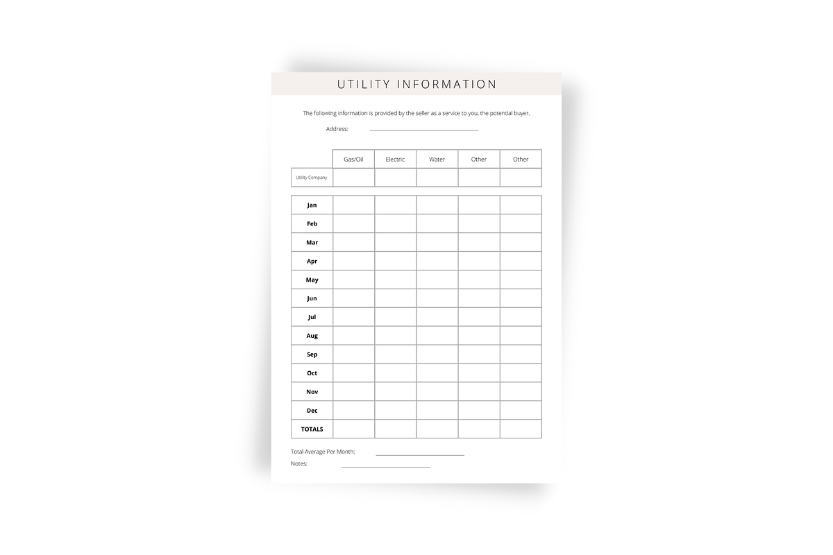 Utility Information Sheet