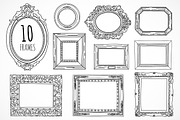 10 hand drawn frames | Decorative Illustrations ~ Creative Market