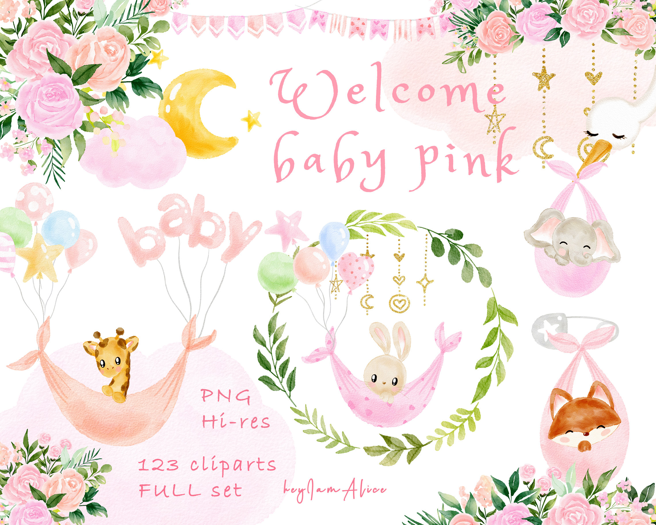 Welcome baby pink clipart