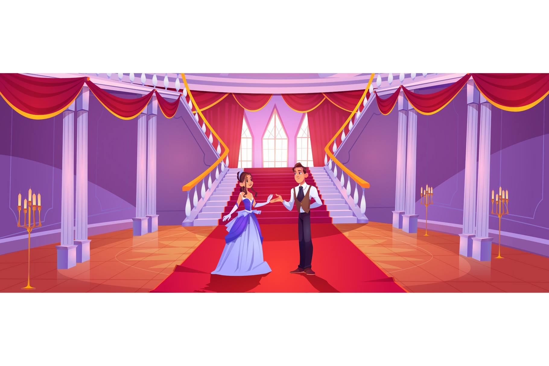 Prince and princess in royal castle, an Illustration by art PVP - market
