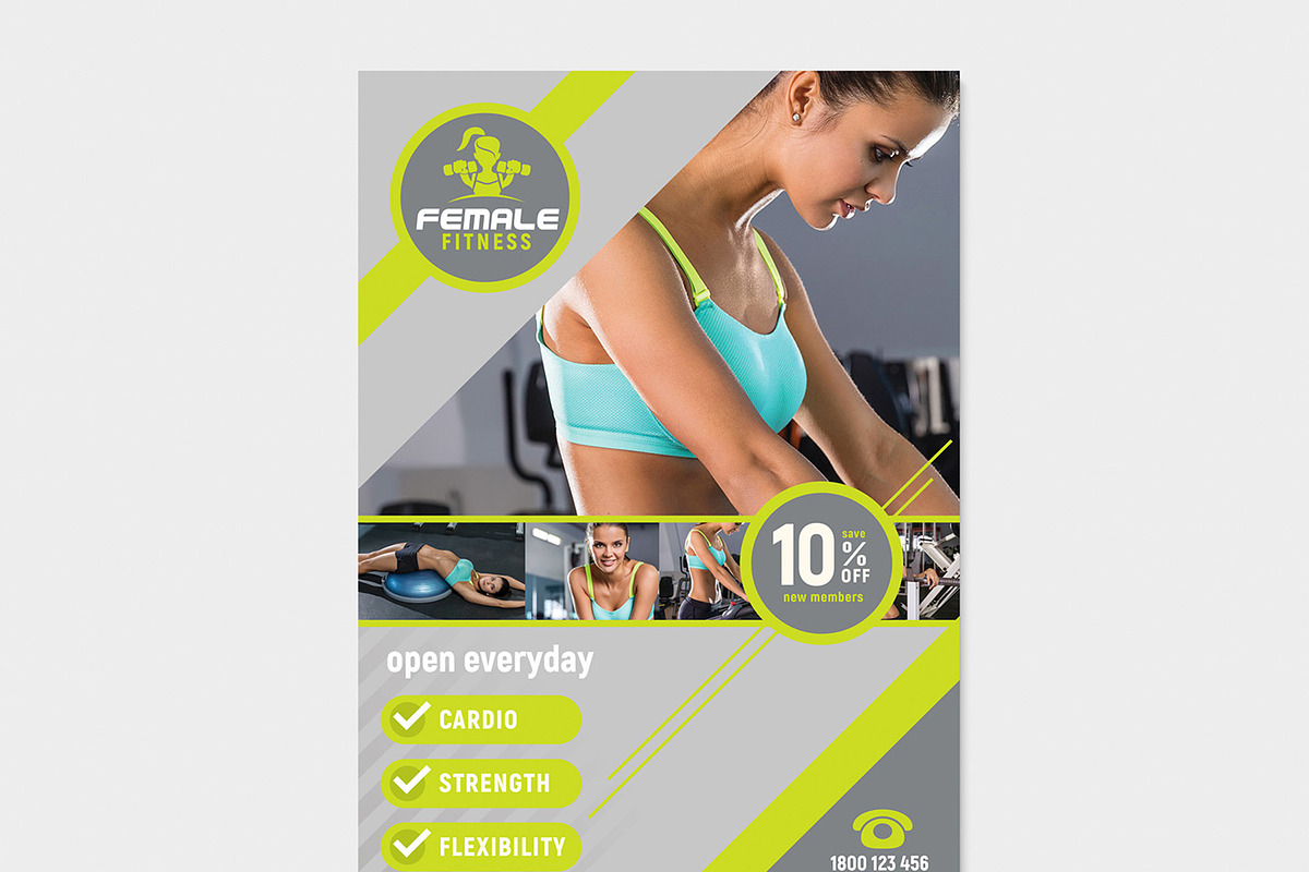 A4 Female Fitness Poster Template, a Stationery Template by BrandPacks