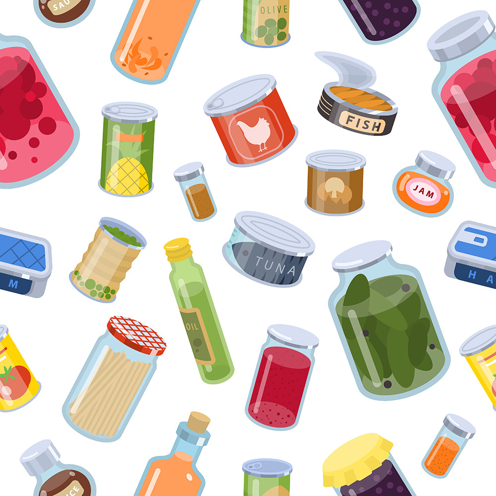 tins canned goods food pack, a Food Illustration by RocketArt
