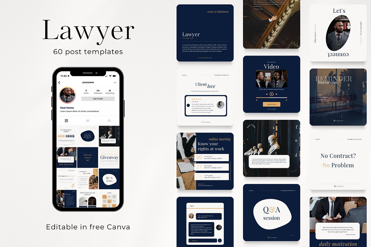 60 Lawyer Social Media Posts, a Social Media Template by PatternLab.