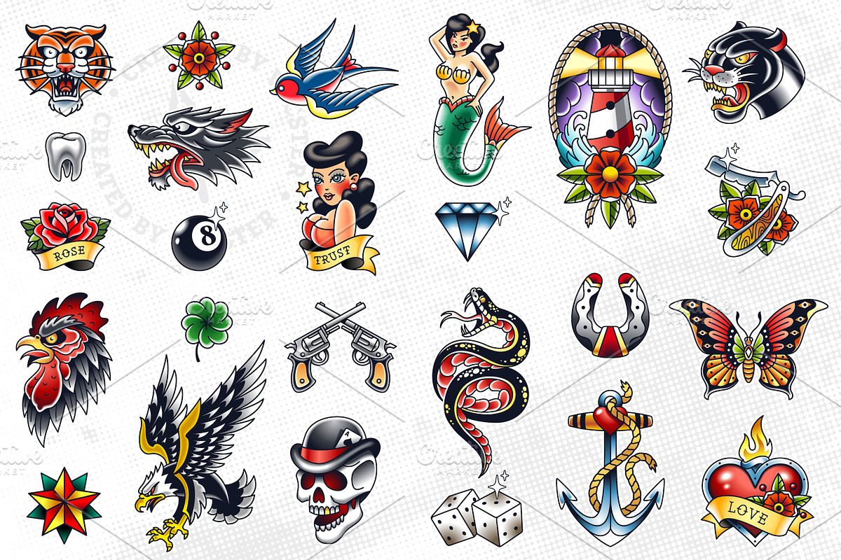 Traditional Tattoo Vector Pack, a Decorative Illustration by Vecster