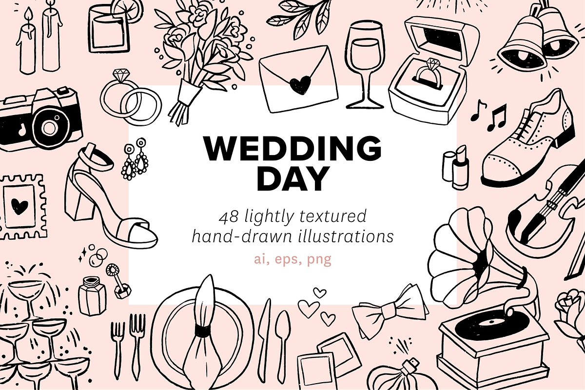 Hand Drawn Wedding Illustrations, an Illustration by rabeccky