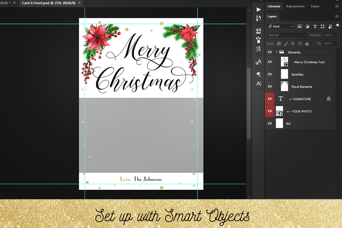 Christmas Card Photoshop Template, a Card Template by Nifty Template Studio