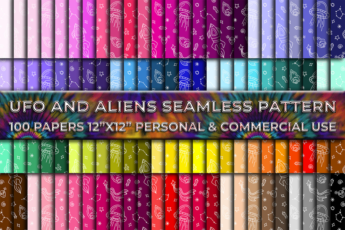 100 UFO & Alien Seamless Digital Paper | Creative Market