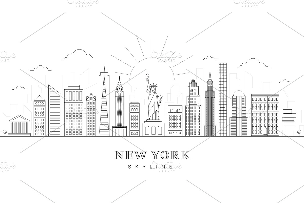 New York City - Skyline, an Outline Icon by Uniko Studio