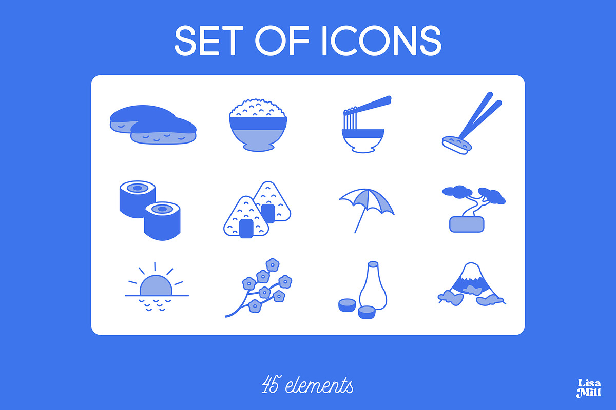 Japanese Food Graphic Clipart Bundle, a Food Illustration by Lisa Mill