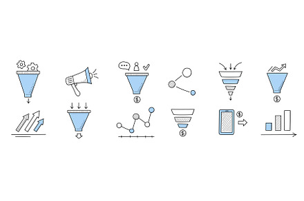 Sales funnel stages website template | Finance Illustrations ~ Creative ...