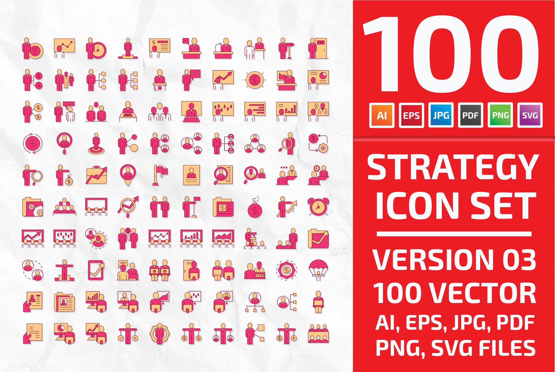 100 Strategy Icon Set 3 Red Style, an Icon by Graphicgo