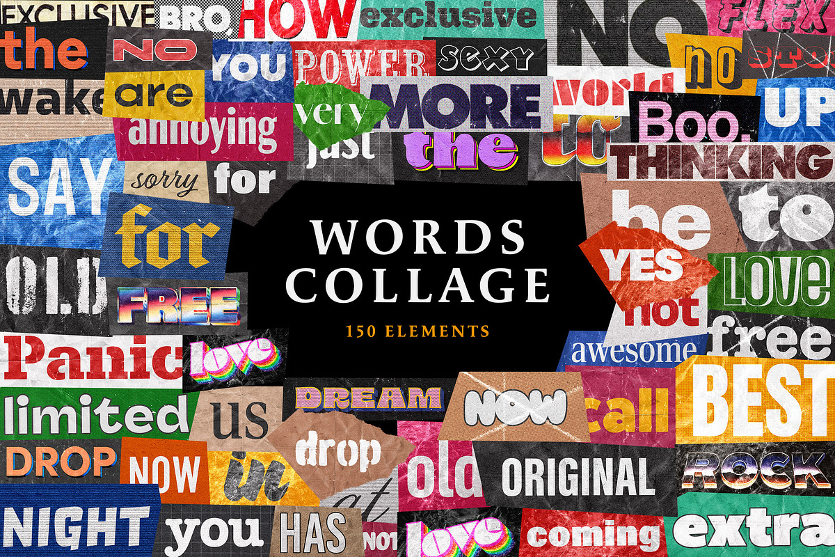 Words Collage Elements, an Object Graphic by Design Squad