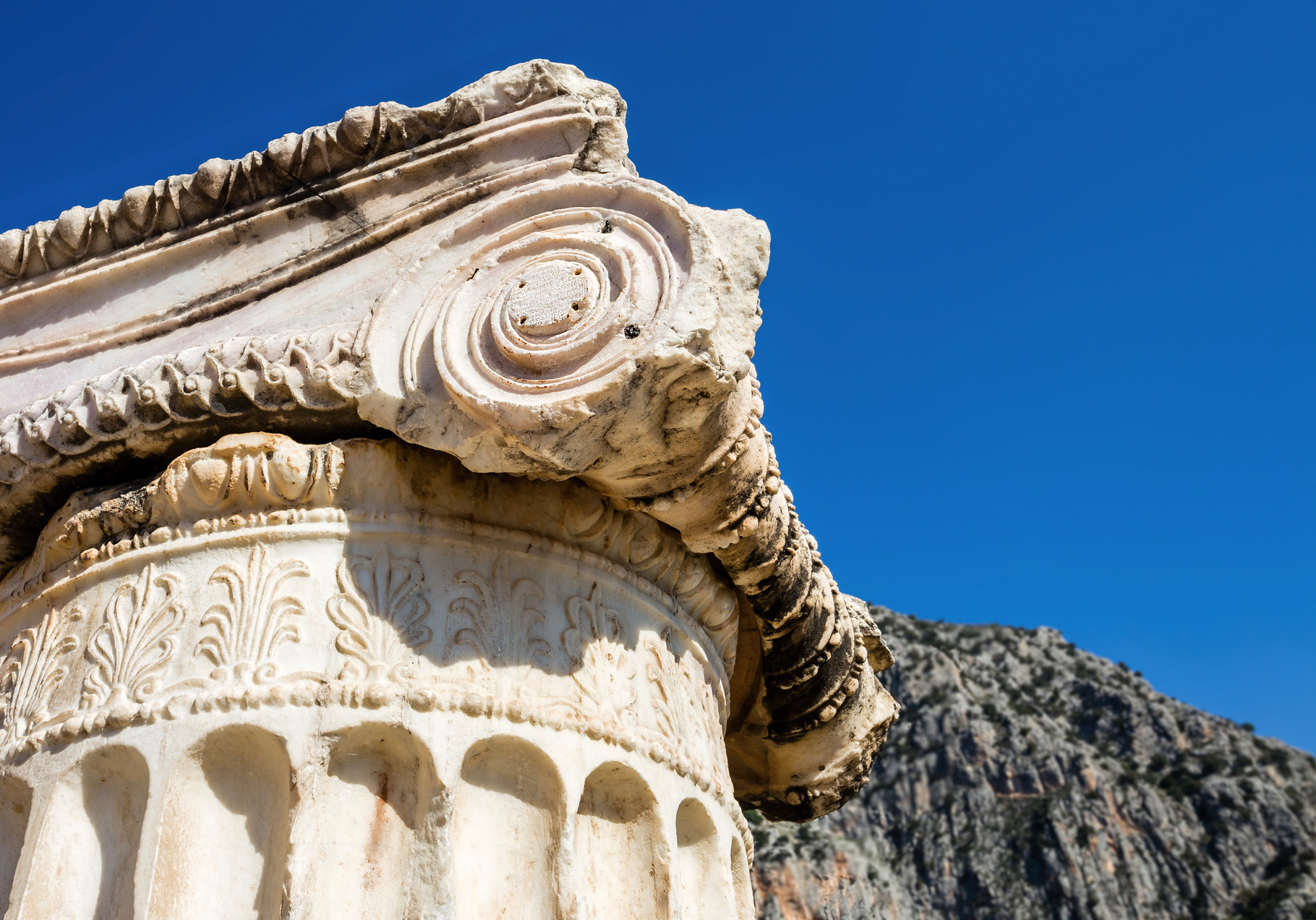 capital of Ionian order column in Ancient Delphi, an Architecture Photo ...