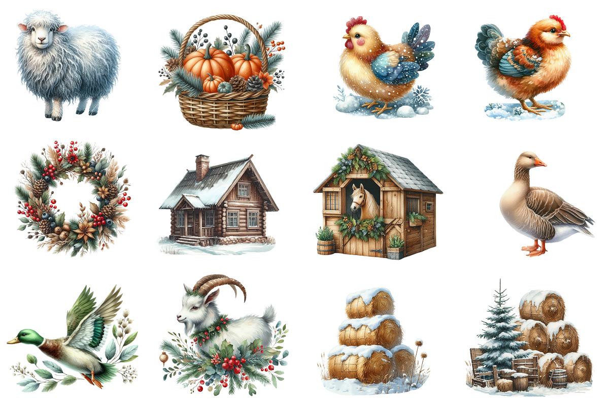 Winter Farm Clipart, an Illustration by Designworld