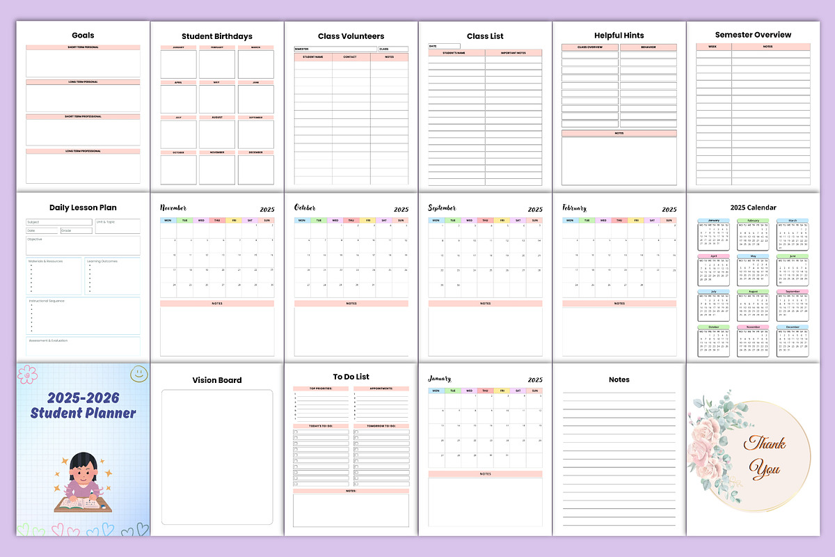 Editable 2025-2026 Student Planner