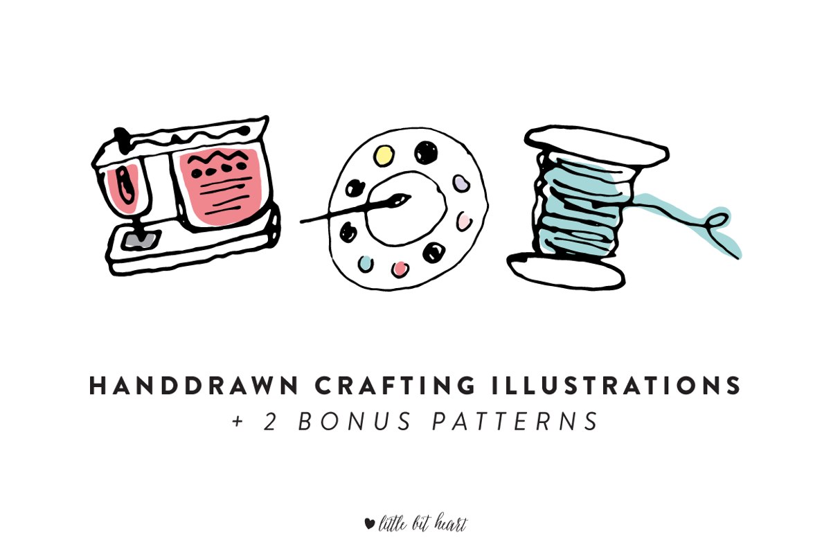 11 Handdrawn Crafting Illustrations, an Illustration by little bit heart