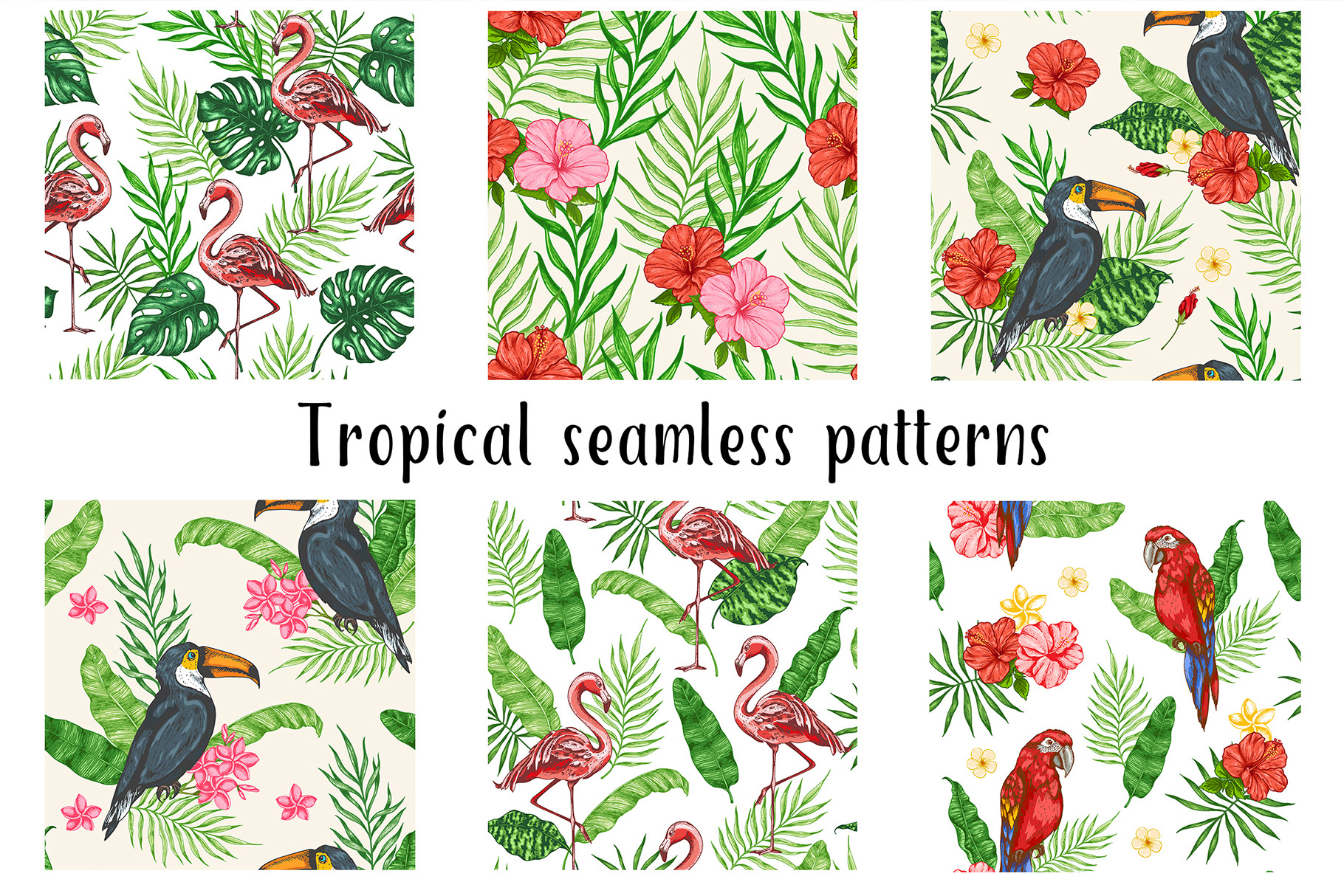 Tropical Summer Patterns with Birds, a Pattern Graphic by Artspace