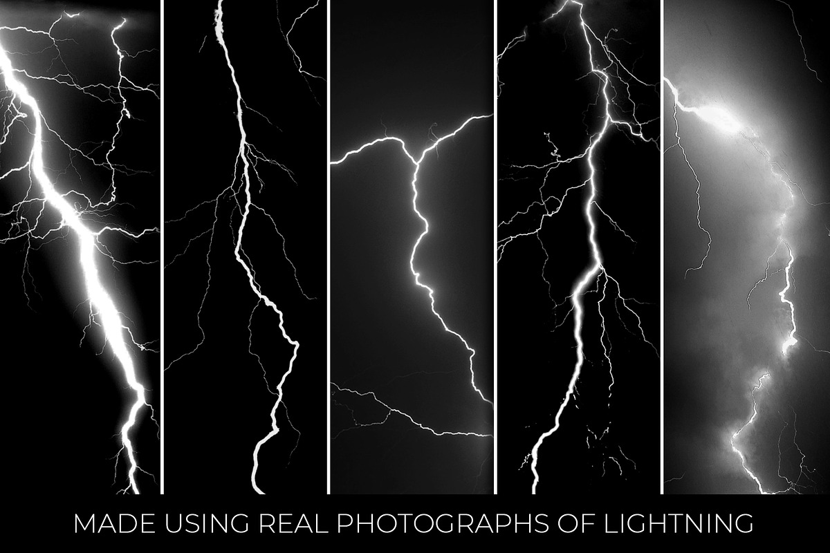 20 Photoshop Lightning Brushes, a Brush Add-On by Dene Studios