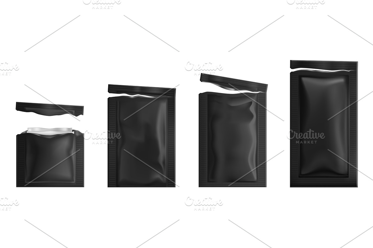 Torn black sachets with wet wipes, an Object Graphic by art PVP - market