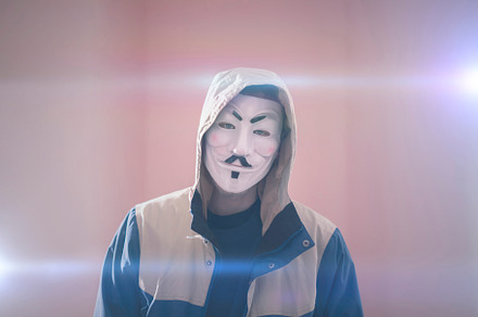 anonymous person in the mask, protect the personal data information ...