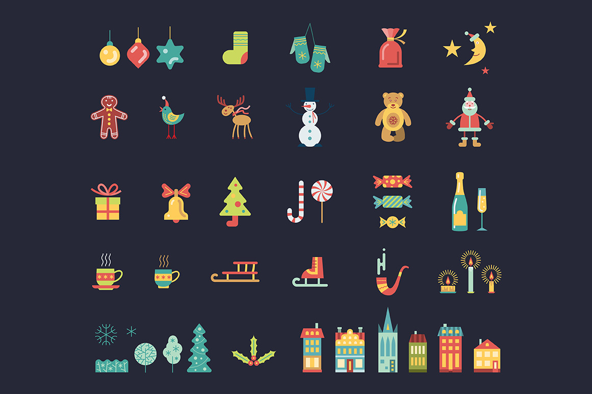 Christmas icons set, an Outline Icon by valeri_si