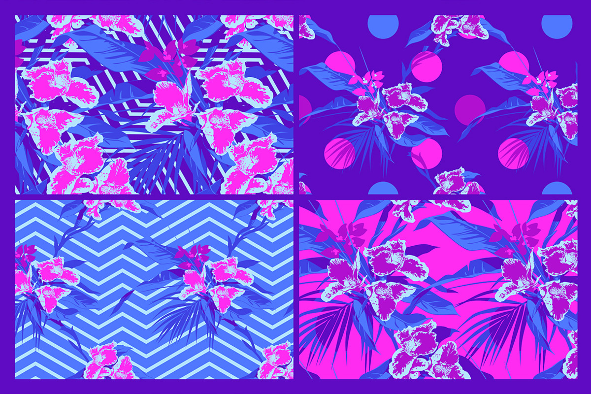 16 Ultraviolet Tropic Patterns, a Pattern Graphic by Alexander Baidin