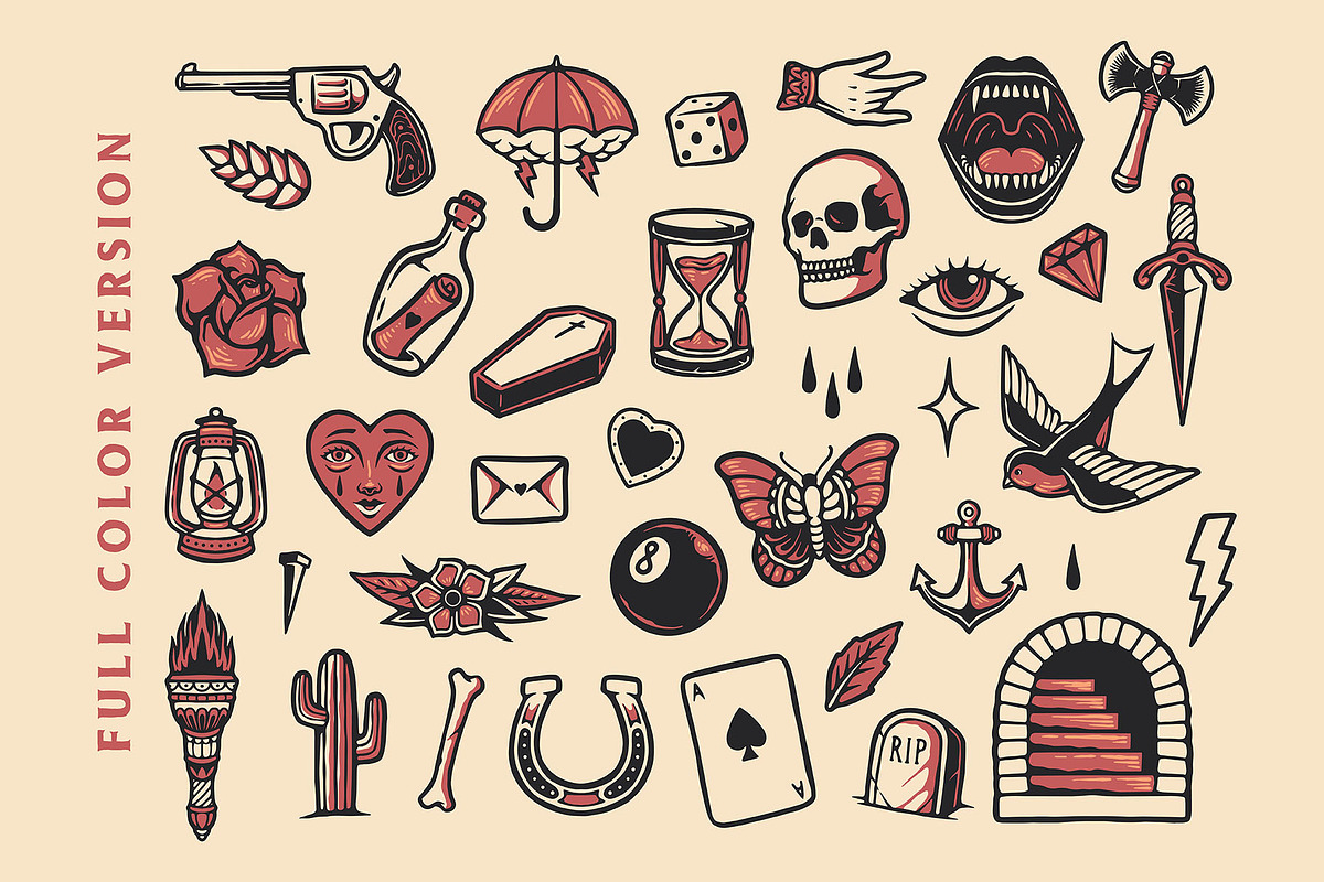 OLD SCHOOL TATTOO FLASH COLLECTION, a Decorative Illustration by Trape ...