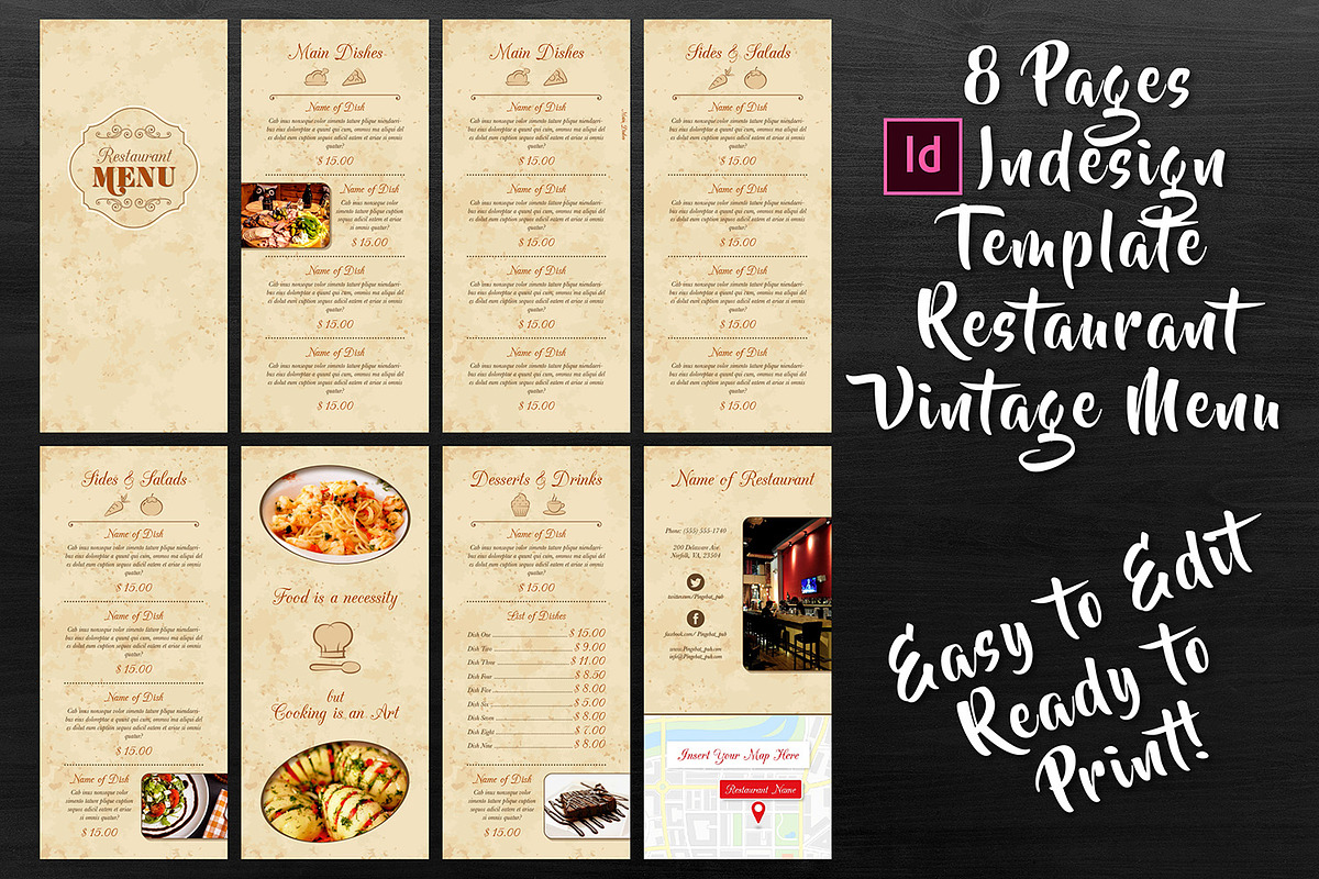 Restaurant Menu Indesign Template, a Brochure Template by Pingebat