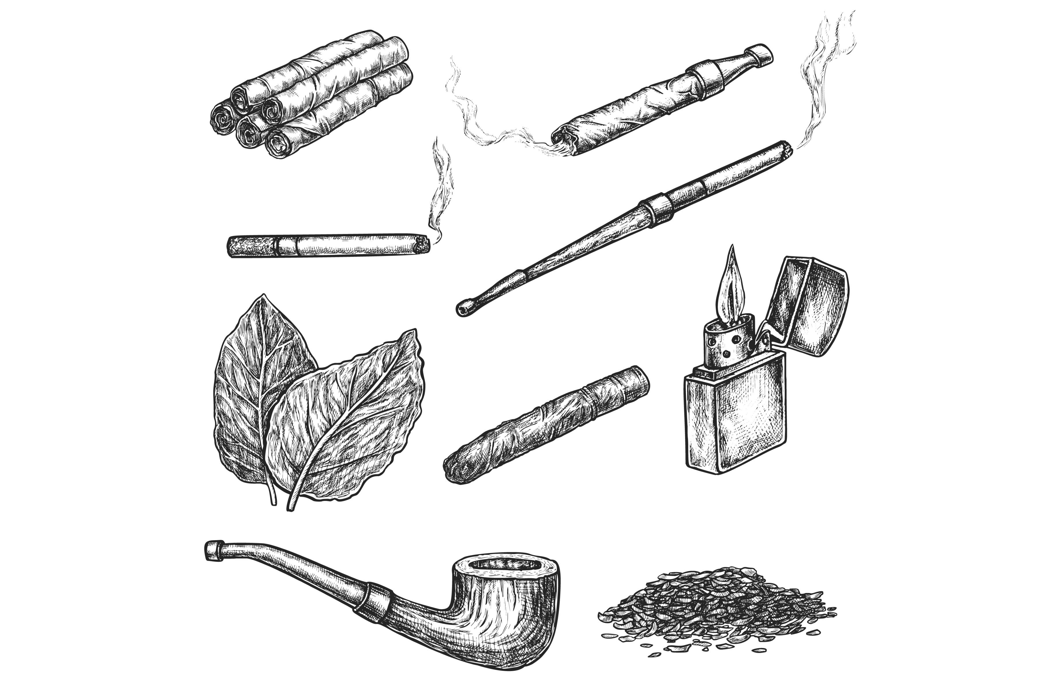 Smoking and chewing tobacco product, an Illustration by studioworkstock