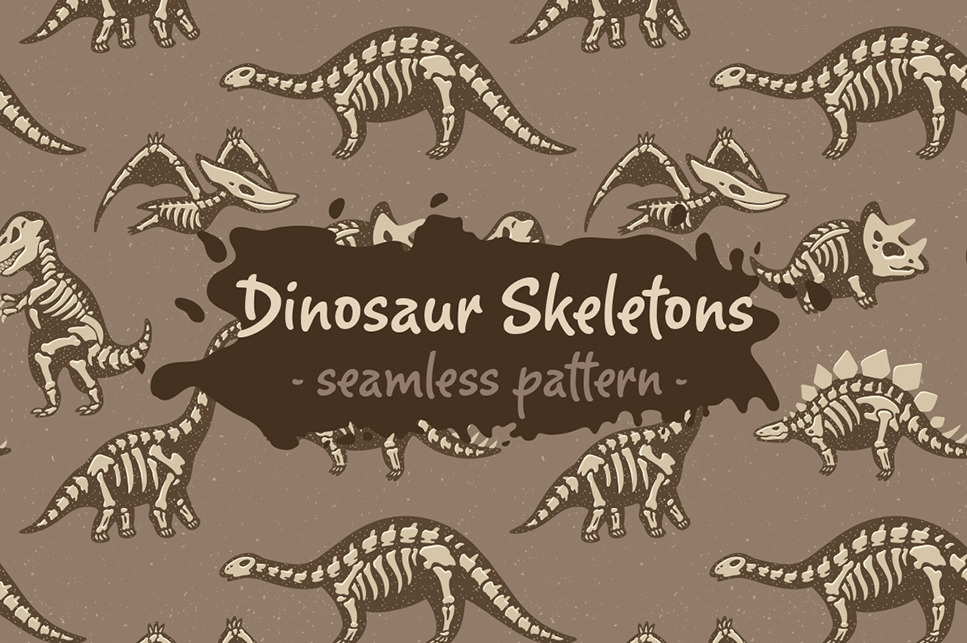 Dinosaur skeletons, a Pattern Graphic by PenguinHouse
