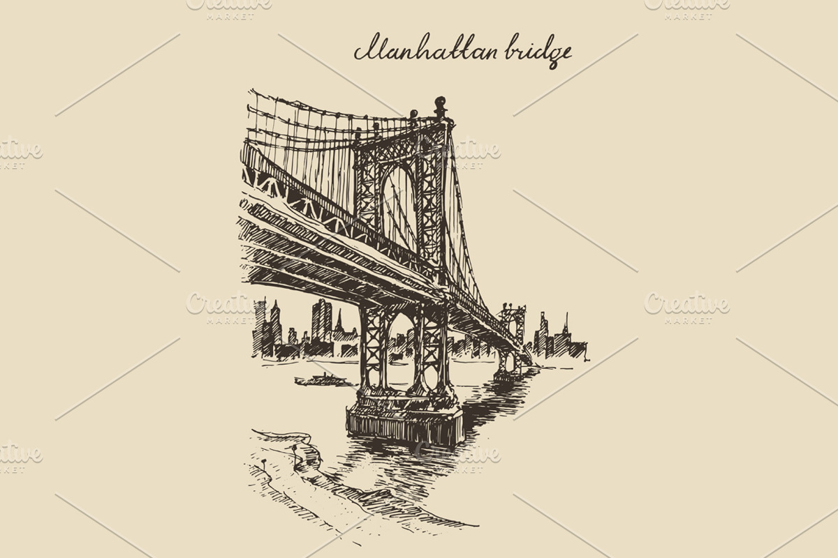 Manhattan bridge, an Illustration by TheMountBirdStudio
