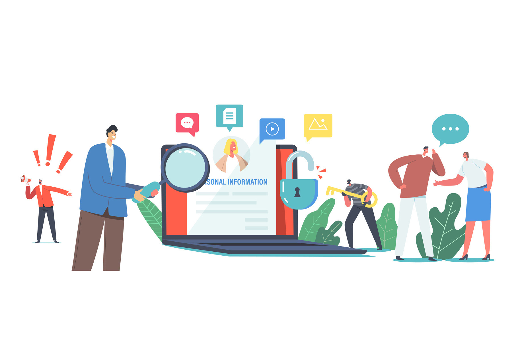 Doxing Concept. Hacker Character, a Technology Illustration by Double ...