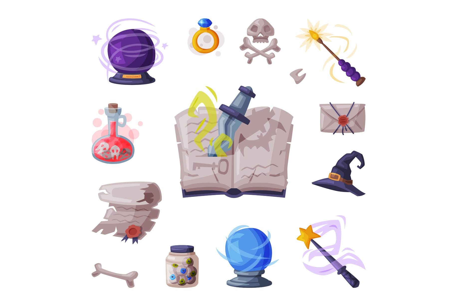 Occult Magic Objects Set, an Object Graphic by TopVectors | Creative Market